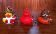 Various Mini Keychains Duck Toy , LED Character Rubber Duck Keychains Ring