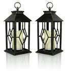 Vintage Indoor Black Lantern Flameless LED Candles With Plastic Wavy And Drip